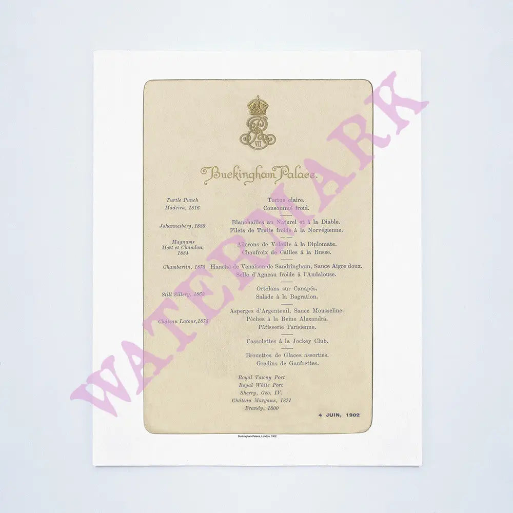 Buckingham Palace, 1902, Vintage Menu Art Prints