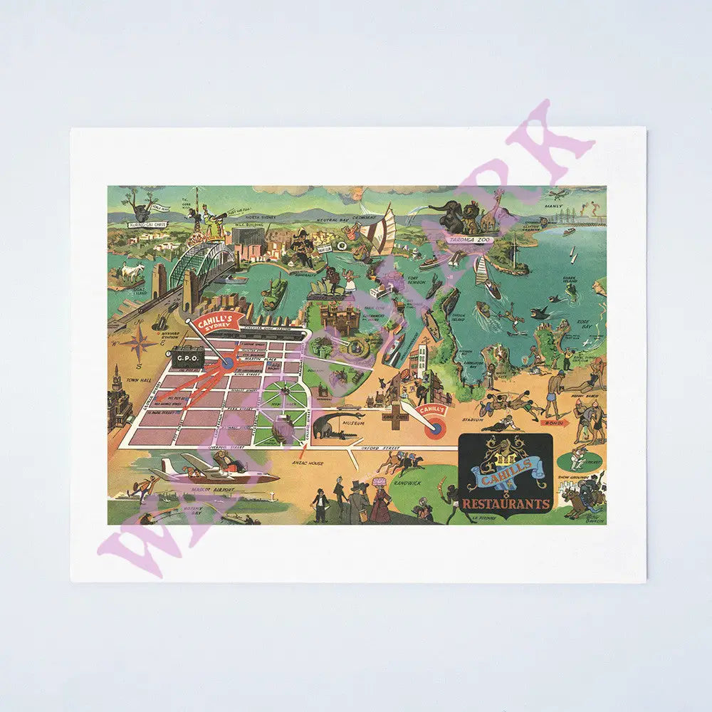 Cahill's, Sydney 1960s Vintage Menu Art