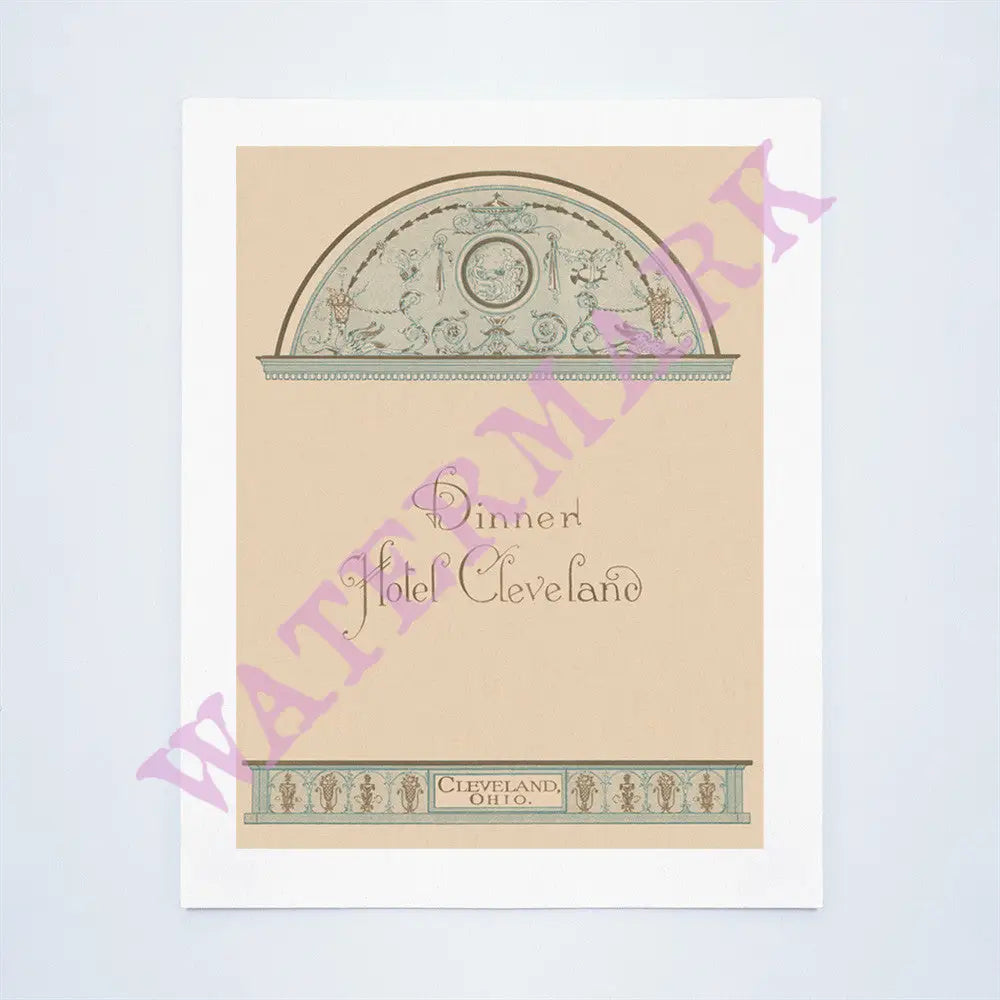 Hotel Cleveland, Cleveland 1919 Menu Art – Vintage Menu Art