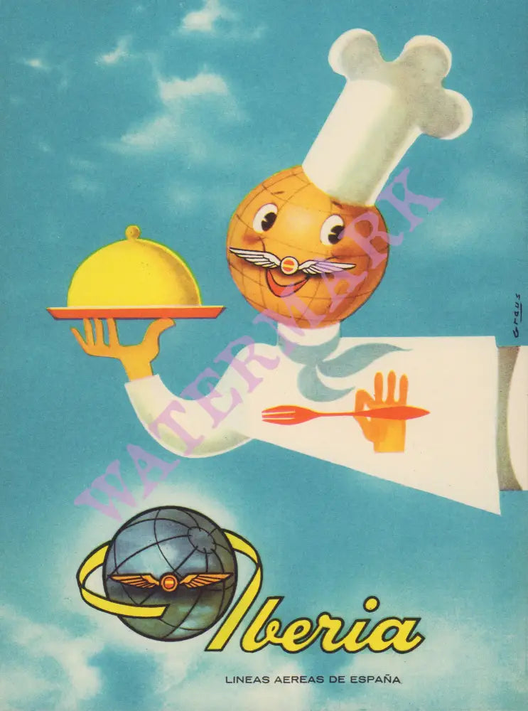 Iberia In-Flight Menu, 1960s – Vintage Menu Art