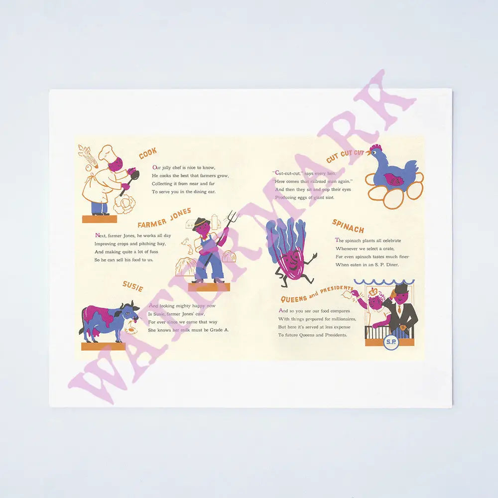 Southern Pacific Railroad Children’s Menu 1930s Menu Art – Vintage Menu Art