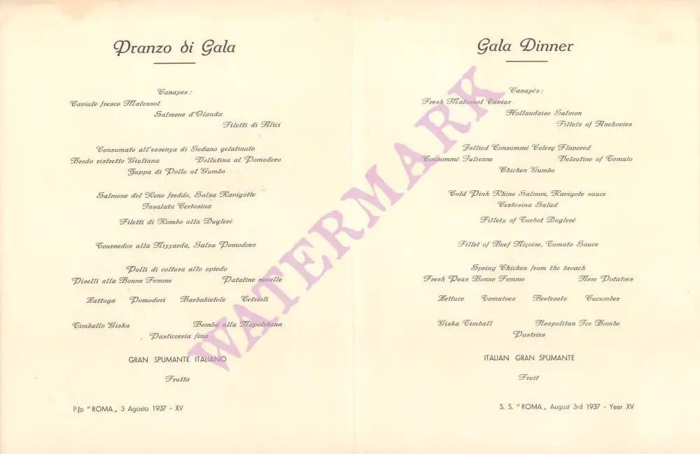 SS Roma 1937, Frog with Lute – Vintage Menu Art