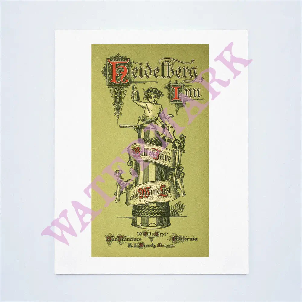 The Heidelberg Inn, San Francisco 1908 Menu Art – Vintage Menu Art