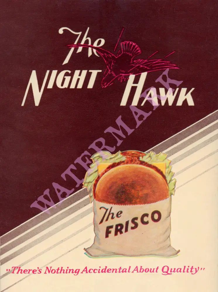 The Night Hawk, Austin 1949 – Vintage Menu Art