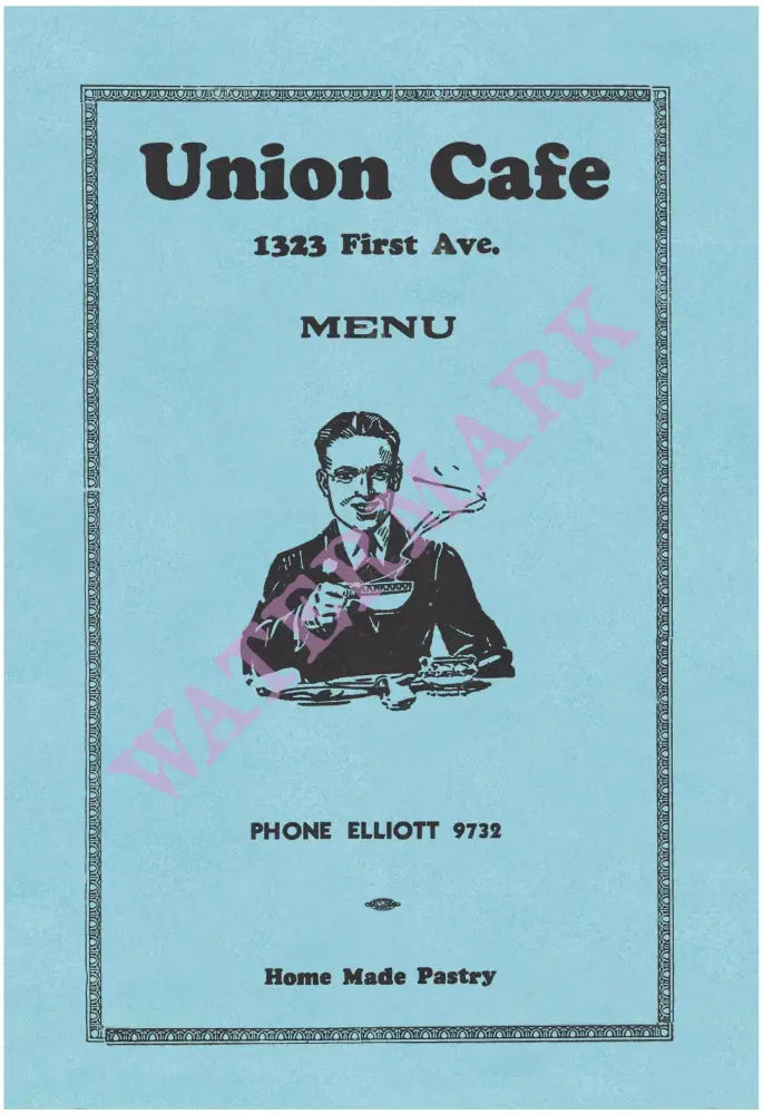 Union Cafe, Seattle 1930s – Vintage Menu Art